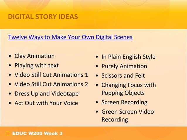 Week 3 fall2013_digital story workshop | PPTX | Computer Animation ...