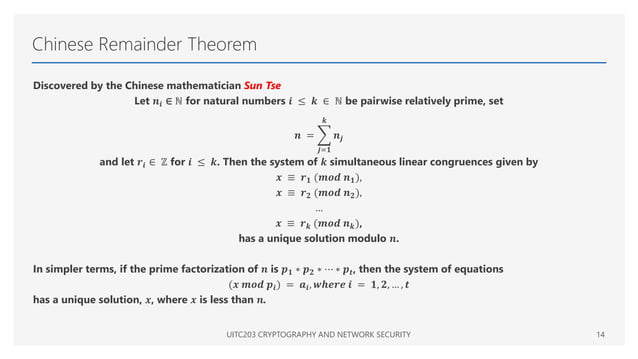 Mathematical Foundations of Cryptography | PPTX | Information and Network Security | Computing