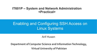 Enabling and configuring SSH Access on linux system | PDF