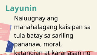 Pag-uugnay ng mahahalagang kaisipan sa tula batay sa sariling pananaw ...