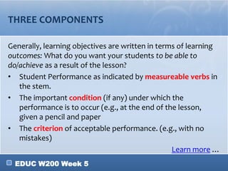 Week 5 learning objectives | PPT