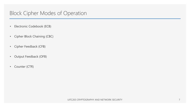 Advanced Encryption System & Block Cipher Modes of Operations | PPTX | Information and Network ...