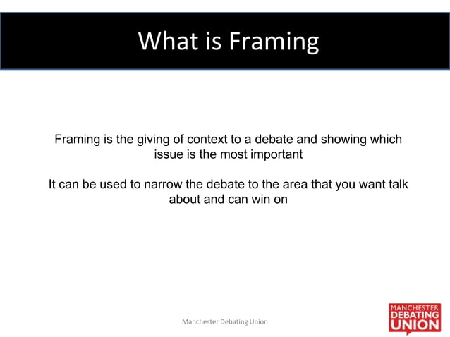 MCDU Debating Practice Session Week 7 Framing Arguments | PPTX