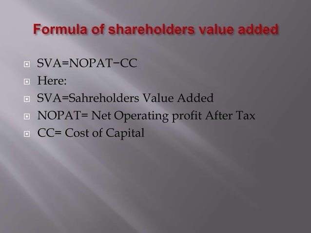 SHAREHOLDERS VALUE ADDED and Market Value Added | PPT