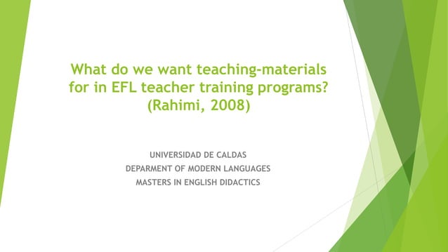 What we want materials for in EFL teaching | PPTX | Professional School ...