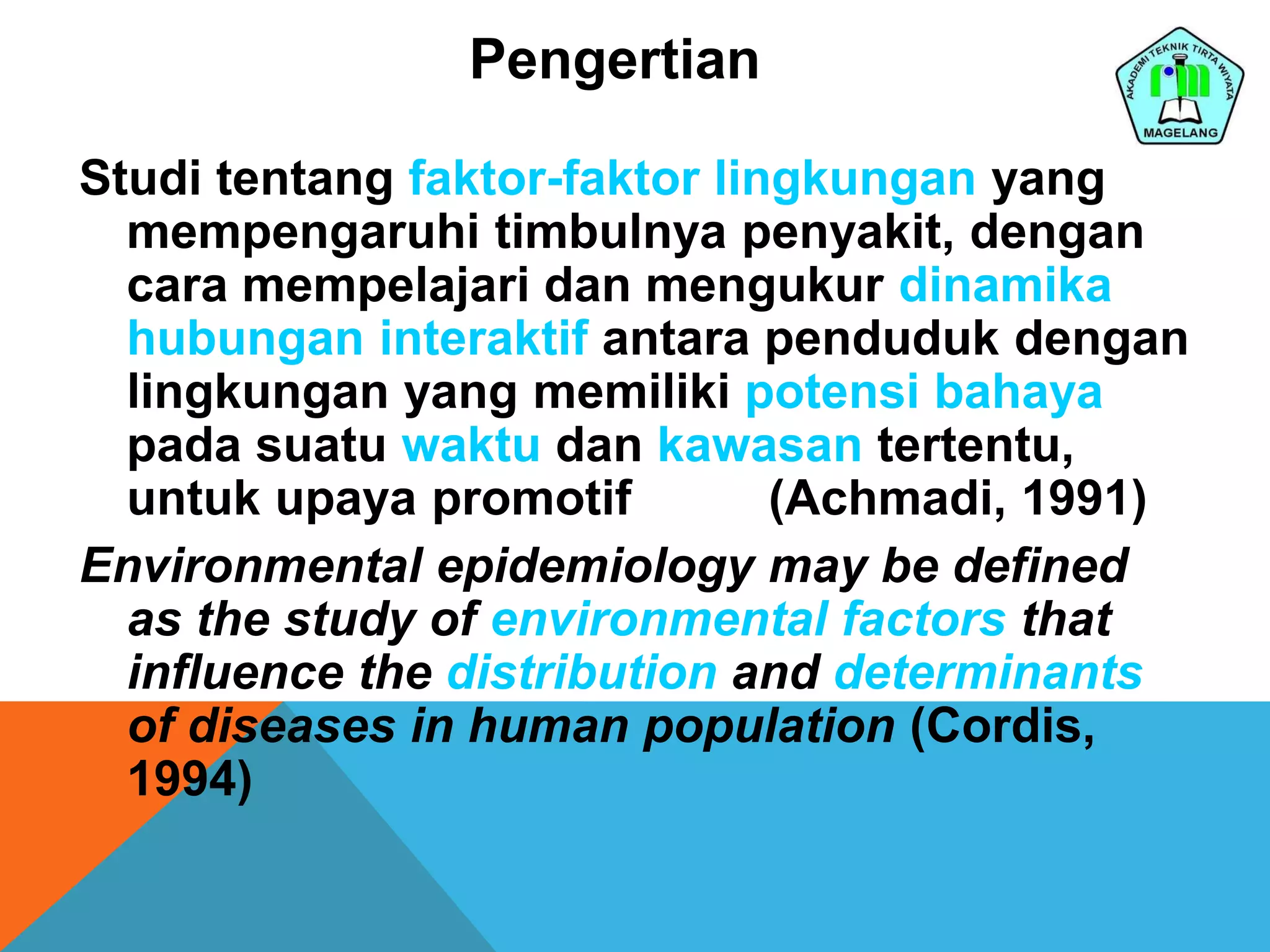 Week 01 pengantar ilmu kesehatan lingkungan | PPT