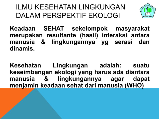 Week 01 pengantar ilmu kesehatan lingkungan | PPT