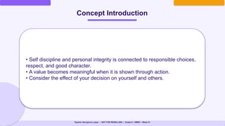 Teaching Self Discipline and Personal Integrity in Grade 9 GMRC | PPT