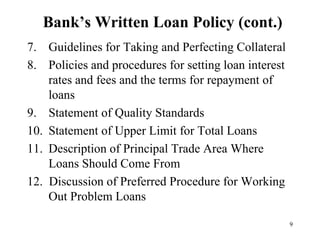WEEK 01, LENDING POLICIES. For Bank management | PPT