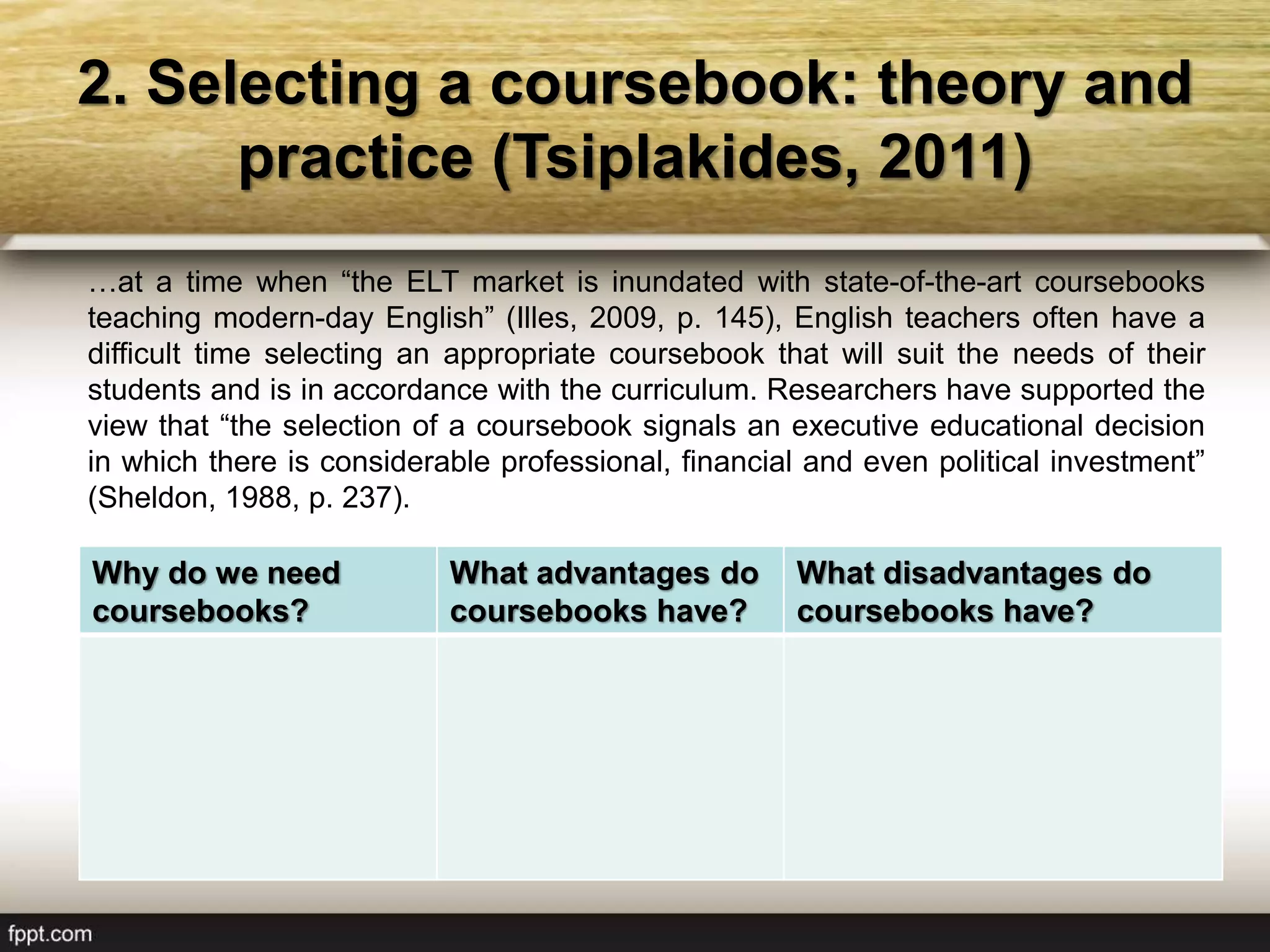 Textbook selection in ELT | PPTX