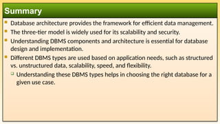 DBMS: Week 02 - Database System Architecture | PPT