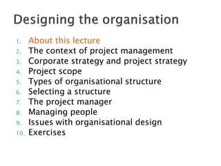 Designing the Project Organization | PPT
