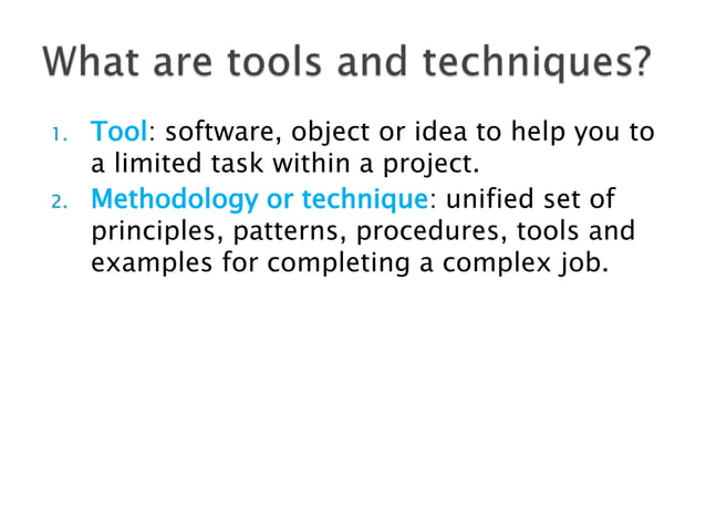 Project Tools and Techniques | PPT