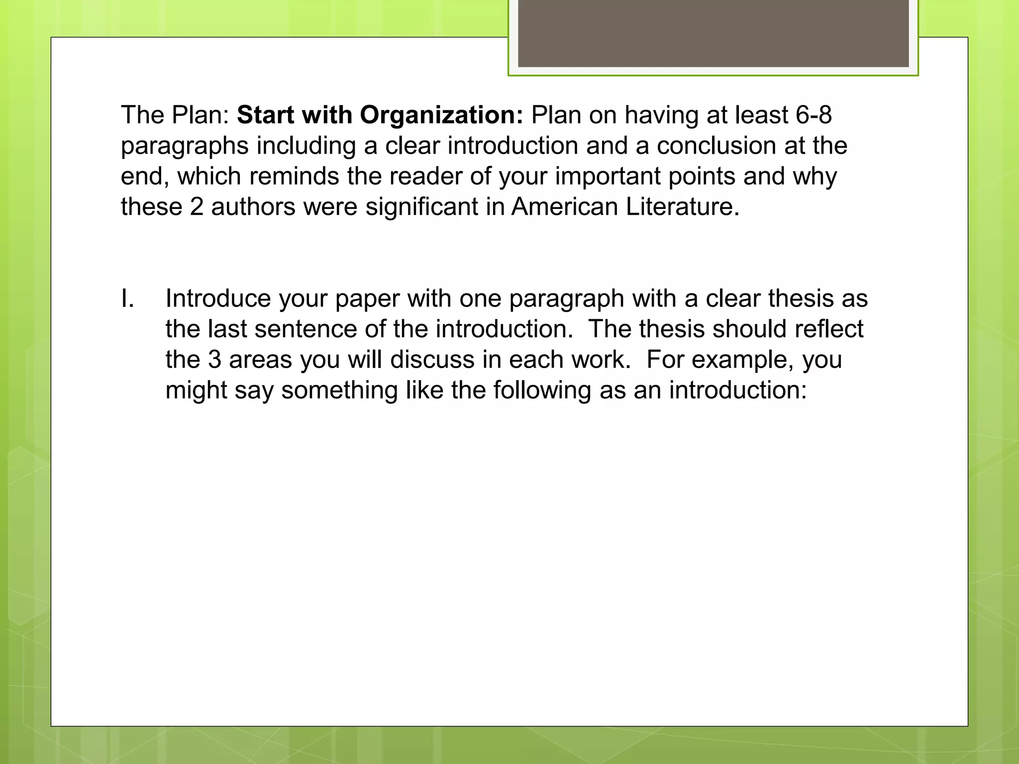 Compare and Contrast Paper American Literature | PPTX