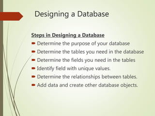 Week 05 designing database and tables | PPT