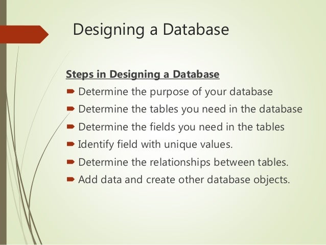 Week 05 designing database and tables