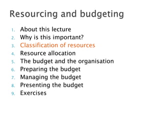 Resourcing and Budgeting | PPTX
