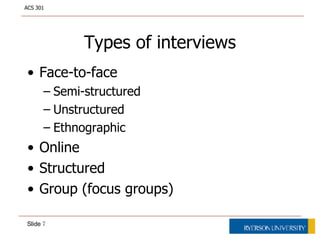 How to Conduct Qualitative Interviews | PPT