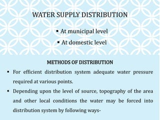 Week 05 lecture 05 water supply | PPTX
