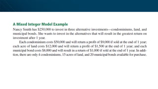 integerS programming OperaTIONS RESEARCH | PPT