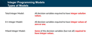 integerS programming OperaTIONS RESEARCH | PPTX