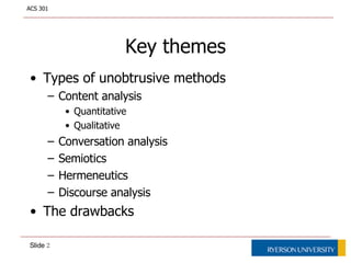 Unobtrusive research methods | PPT