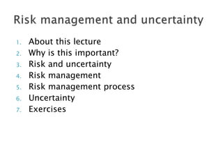 Project Risk Management and Uncertainty | PPTX