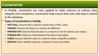 DBMS: Week 09 - SQL Constraints and Indexing | PPTX