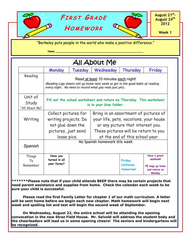 Week 1 | DOC | Homework and Study | Education