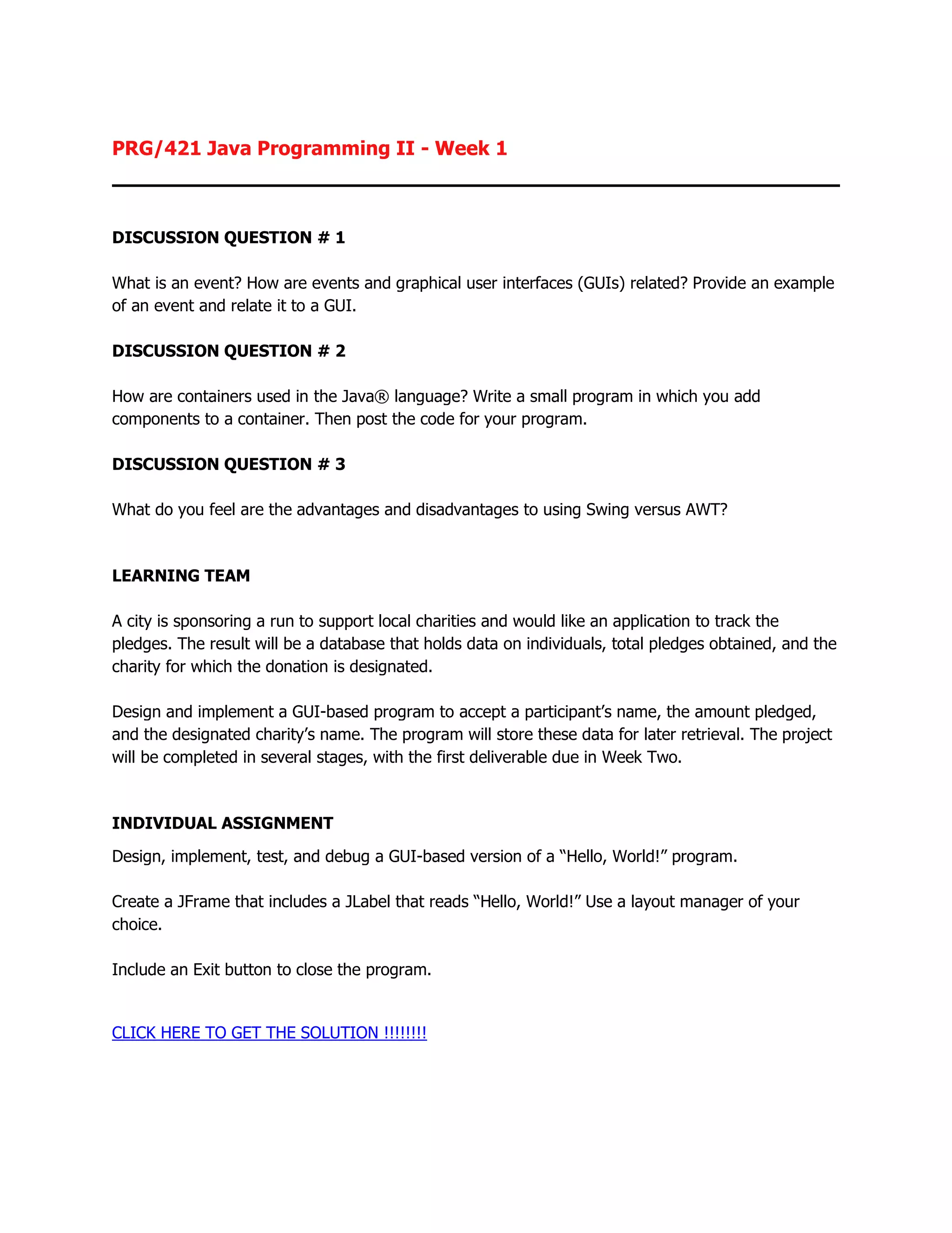 PRG/421 Week 1 | DOCX