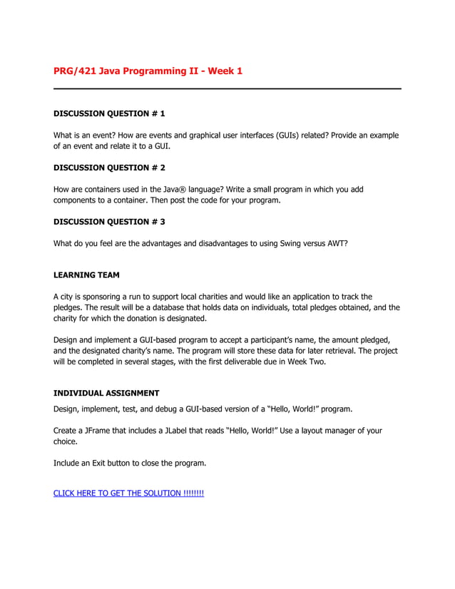 PRG/421 Week 1 | DOCX