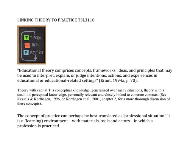 Introduction to Linking Theory into Practice | PDF