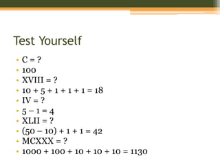 Week 1 Roman Numerals and Fractions | PPT