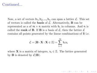 Lattice Based Cryptography-Week 1 | PPT