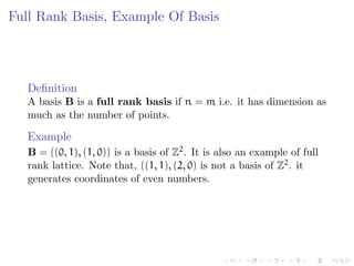 Lattice Based Cryptography-Week 1 | PPT