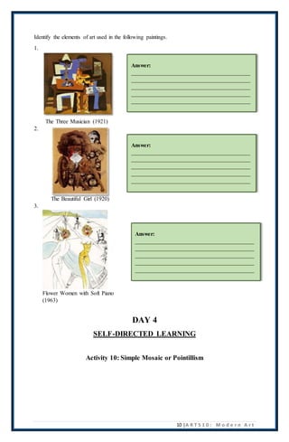 Arts10: Modern Art First Quarter Blended Learning Module | DOCX