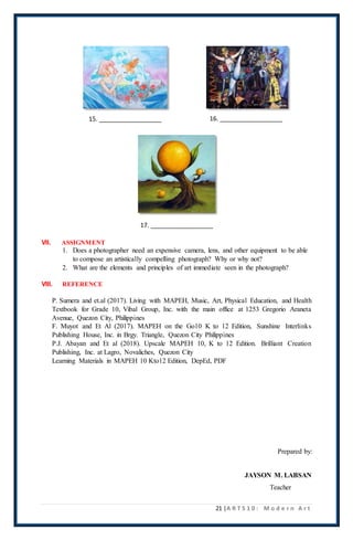 Arts10: Modern Art First Quarter Blended Learning Module | DOCX