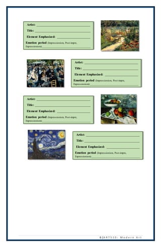 Arts10: Modern Art First Quarter Blended Learning Module | DOCX