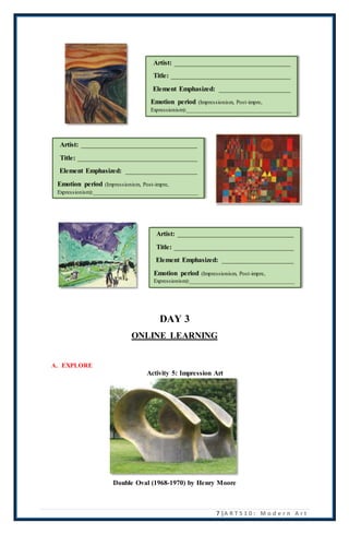 Arts10: Modern Art First Quarter Blended Learning Module | DOCX