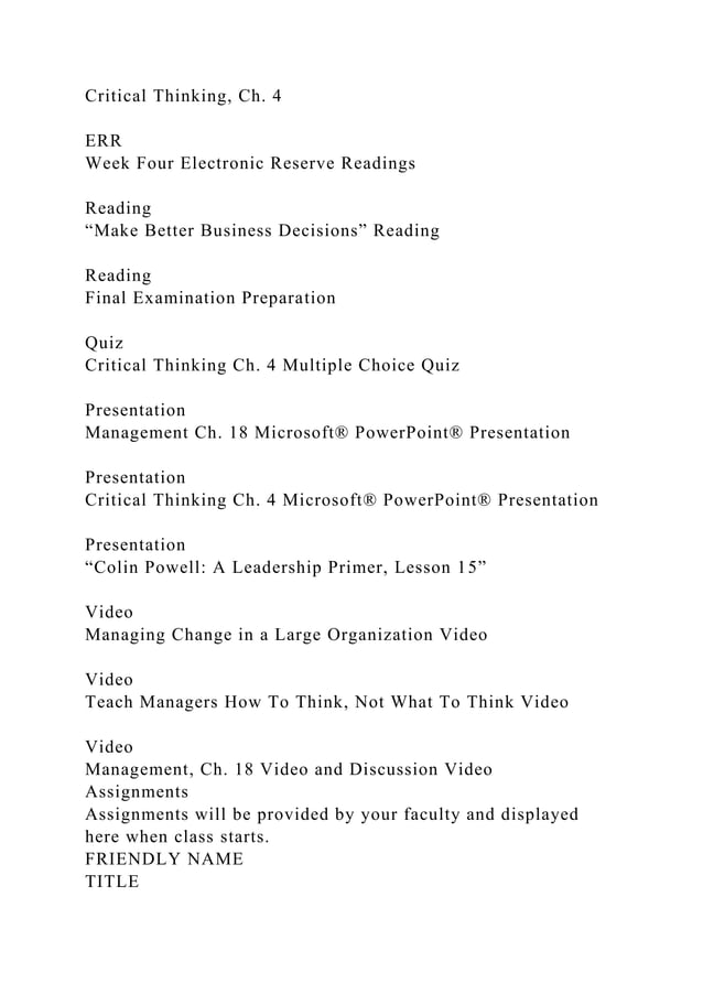 Week1. Basics of Critical Thinking. 7 daysWeek1Basics of Critica.docx ...