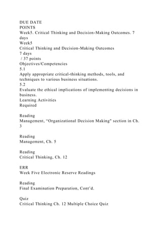 Week1. Basics of Critical Thinking. 7 daysWeek1Basics of Critica.docx