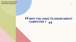 introduction to computer fundamentals | PPTX