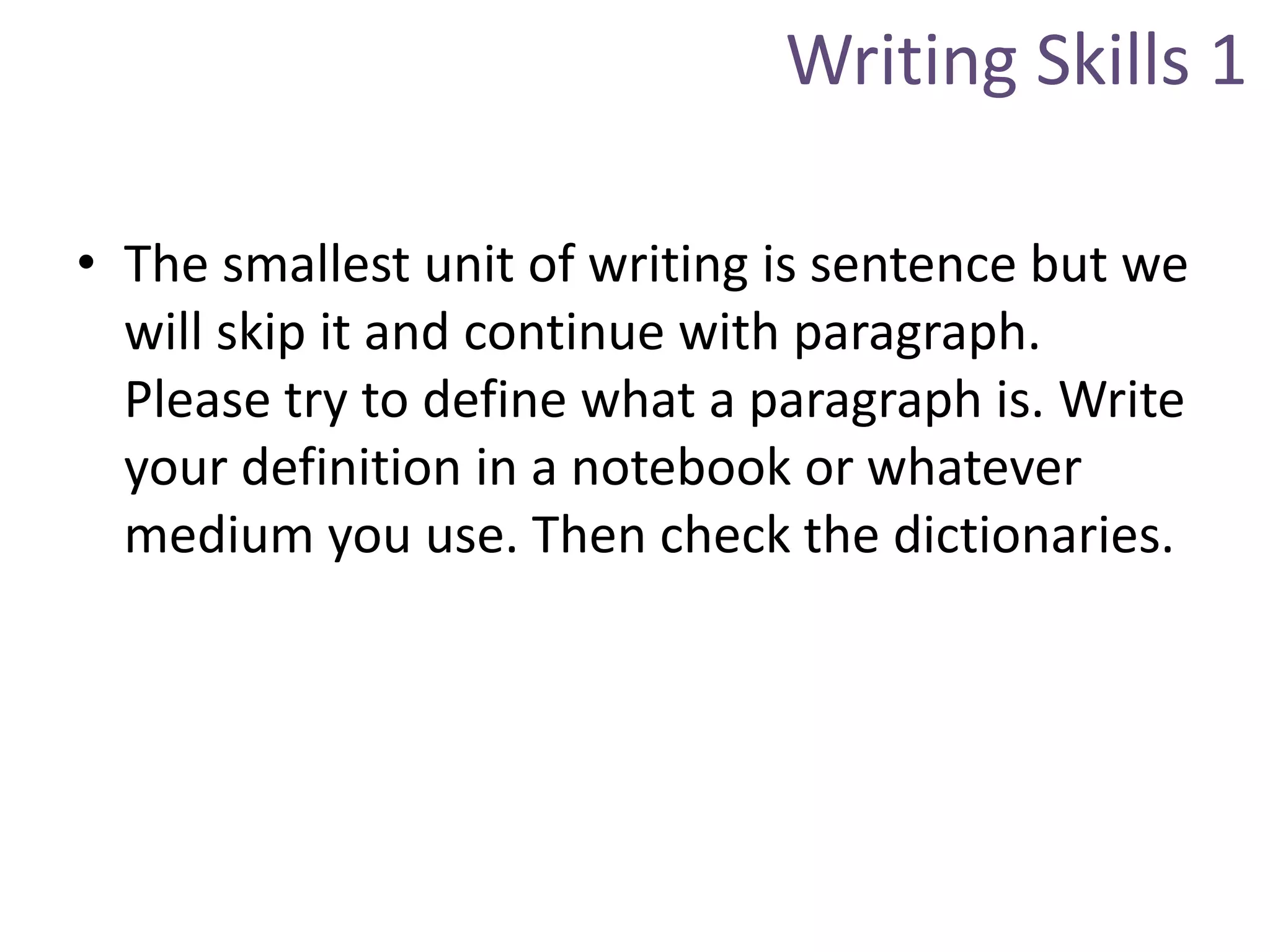 Writing skills 1 | PPTX