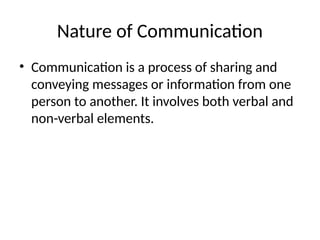 Functions, nature, and process of communication | PPTX