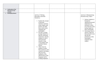 Creative Writing Lesson Plan Week of the Senior High School1 | DOCX