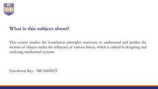 Dynamics lecture note about : Introduction to dynamics | PDF