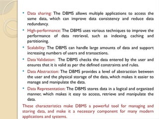 Introduction to DBMS: basic concepts, models architecture | PPTX