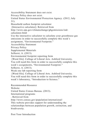 Week 1 - AssignmentEnvironmental FootprintCarefully review the .docx
