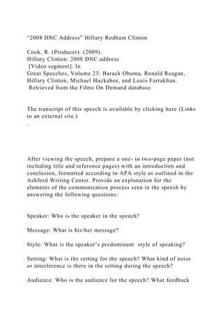 Week 1 - AssignmentHistorical Speech ReviewThe ability to re | DOCX