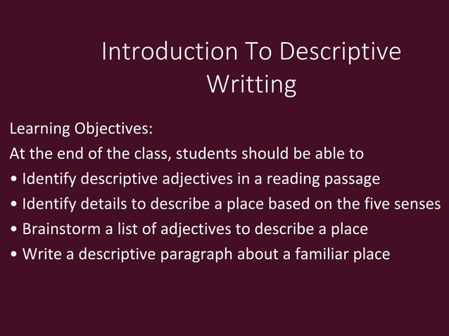 Year 7 Week 1 - Descriptive writing.pptx